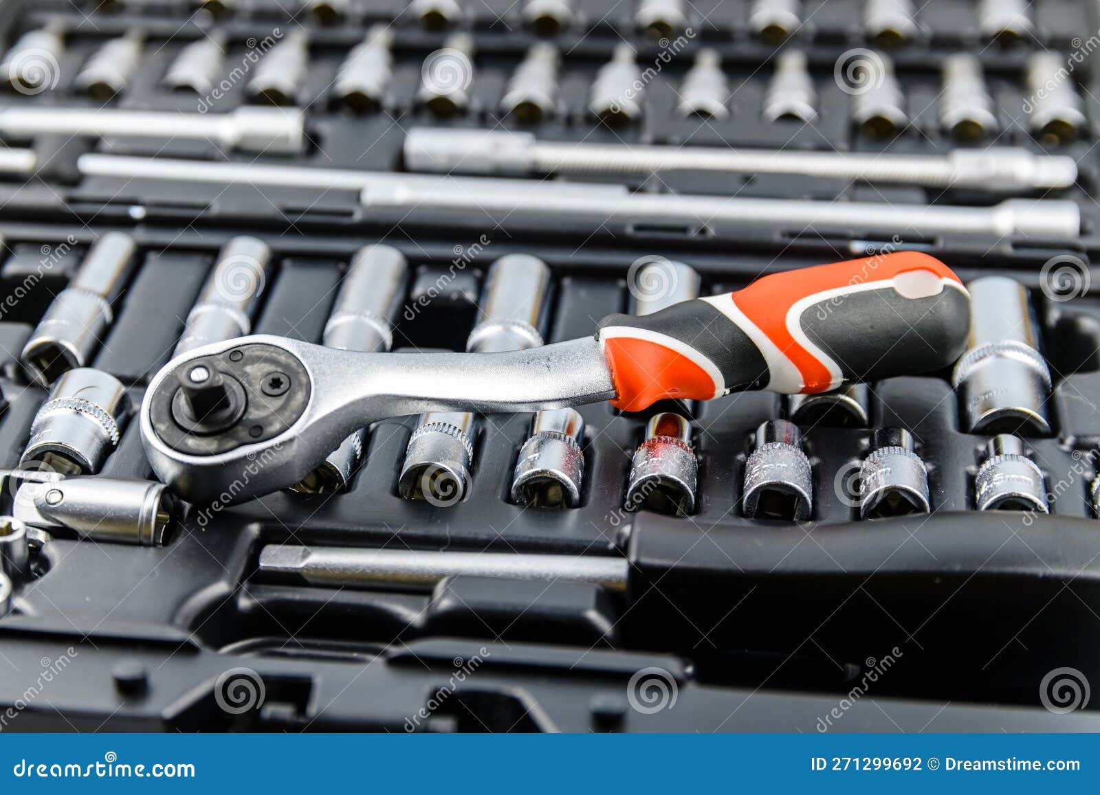 Socket Set with Socket Wrench. Toolkit for the Car Maintenance Stock ...