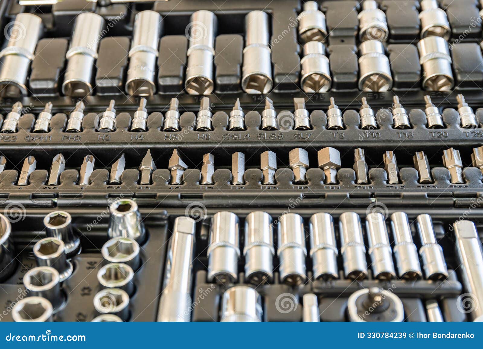 Socket Set with Socket Wrench. Toolkit for the Car Maintenance Stock ...