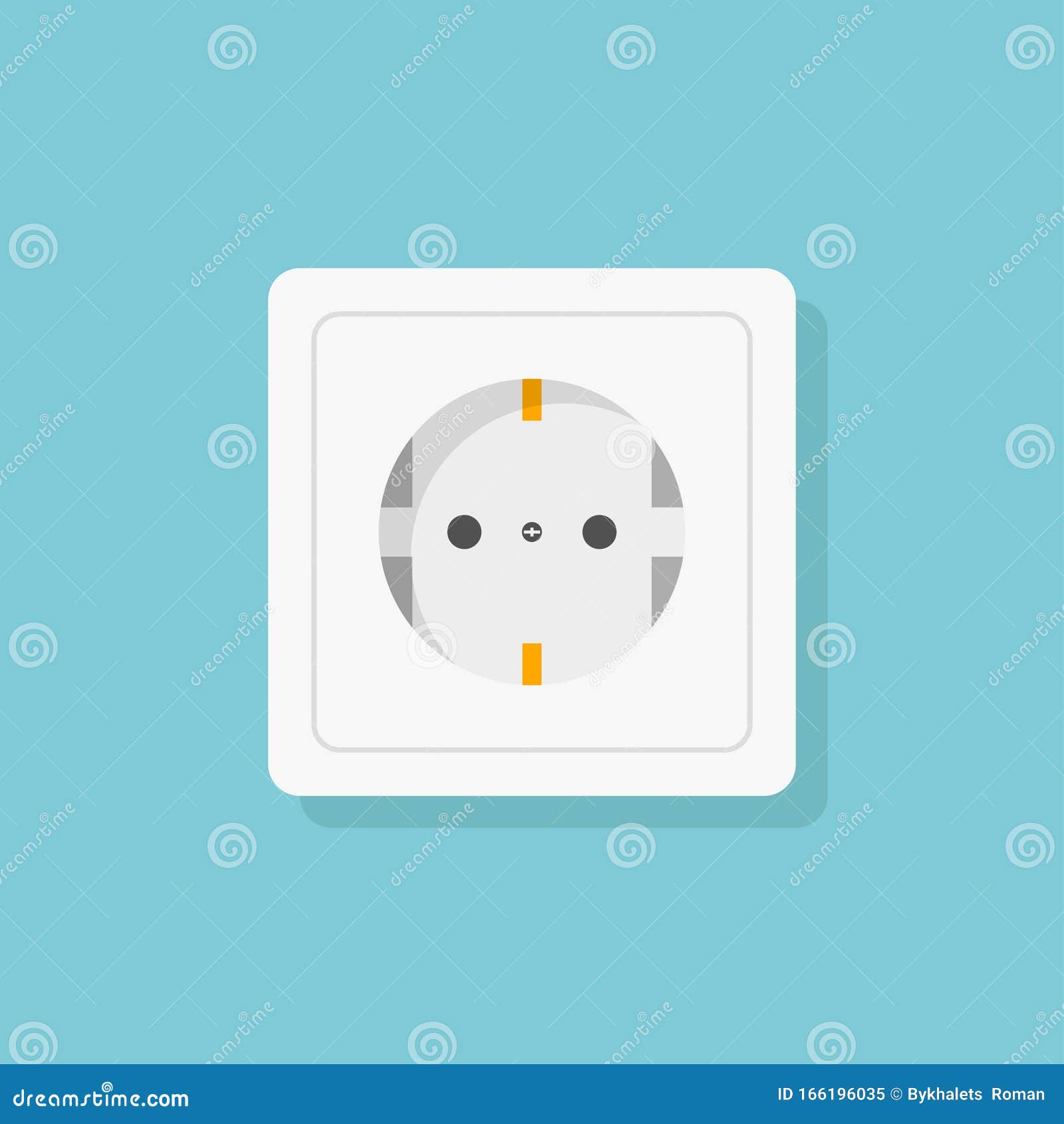 Socket with Shadow on Blue Wall. European Socket Technology Stock ...