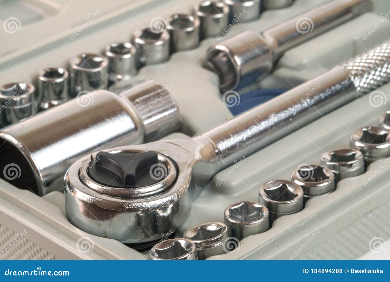 Socket Spanner Wrench and Various Wrench Heads in the Toolbox Stock ...