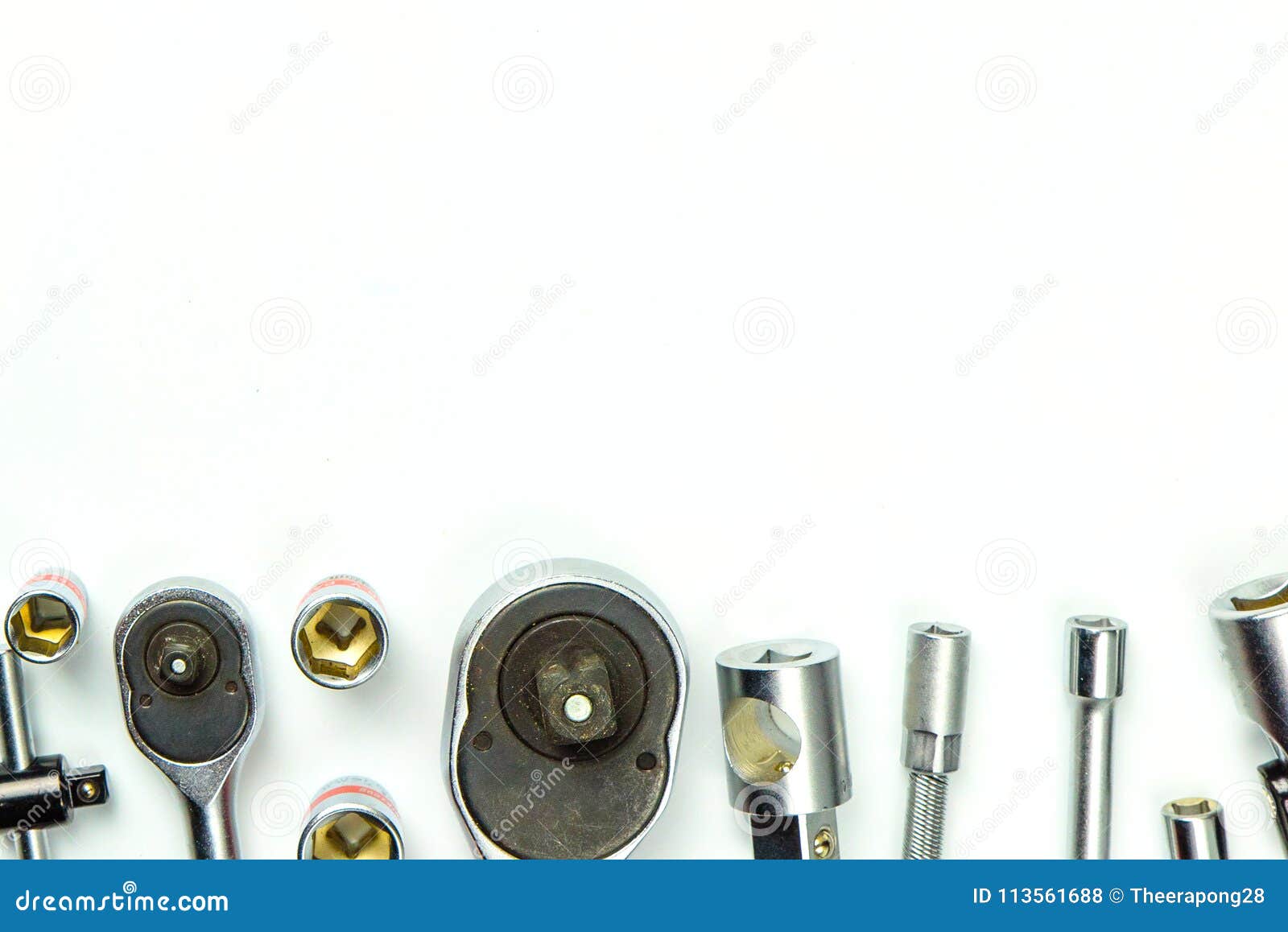 Socket Spanner Wrenches on White Background for Mechanical Tools Stock ...