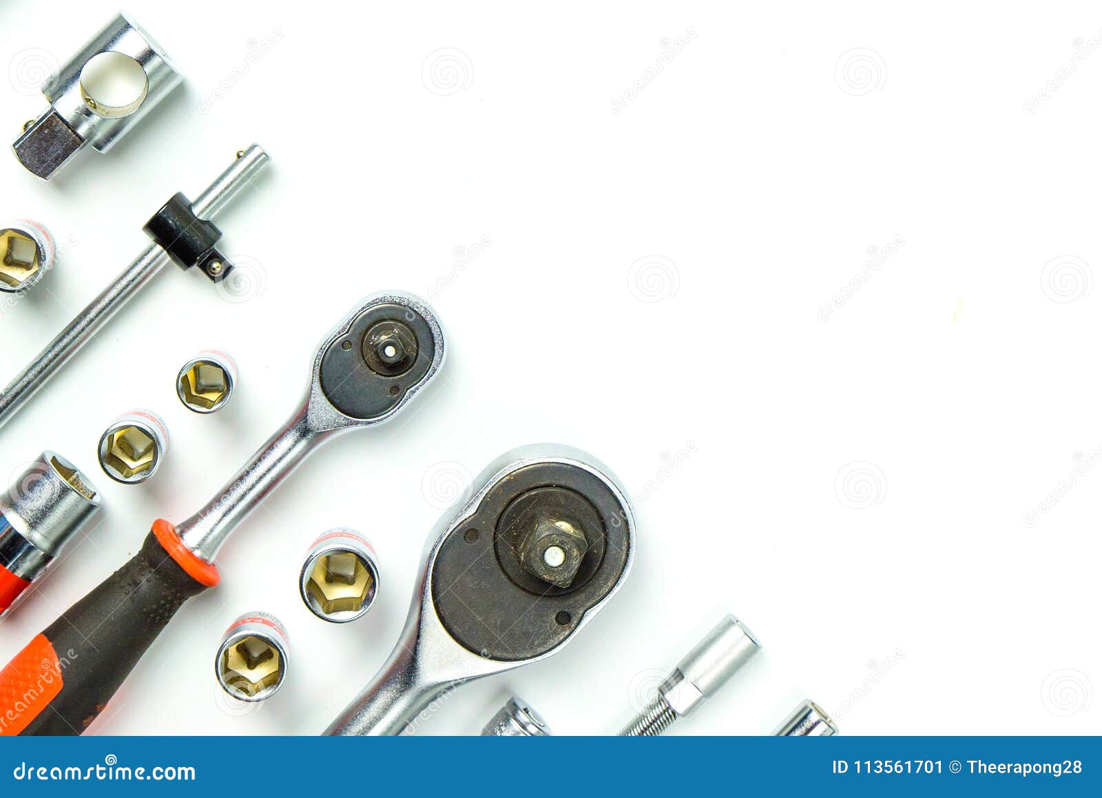 Socket Spanner Wrenches on White Background for Mechanical Tools Stock ...