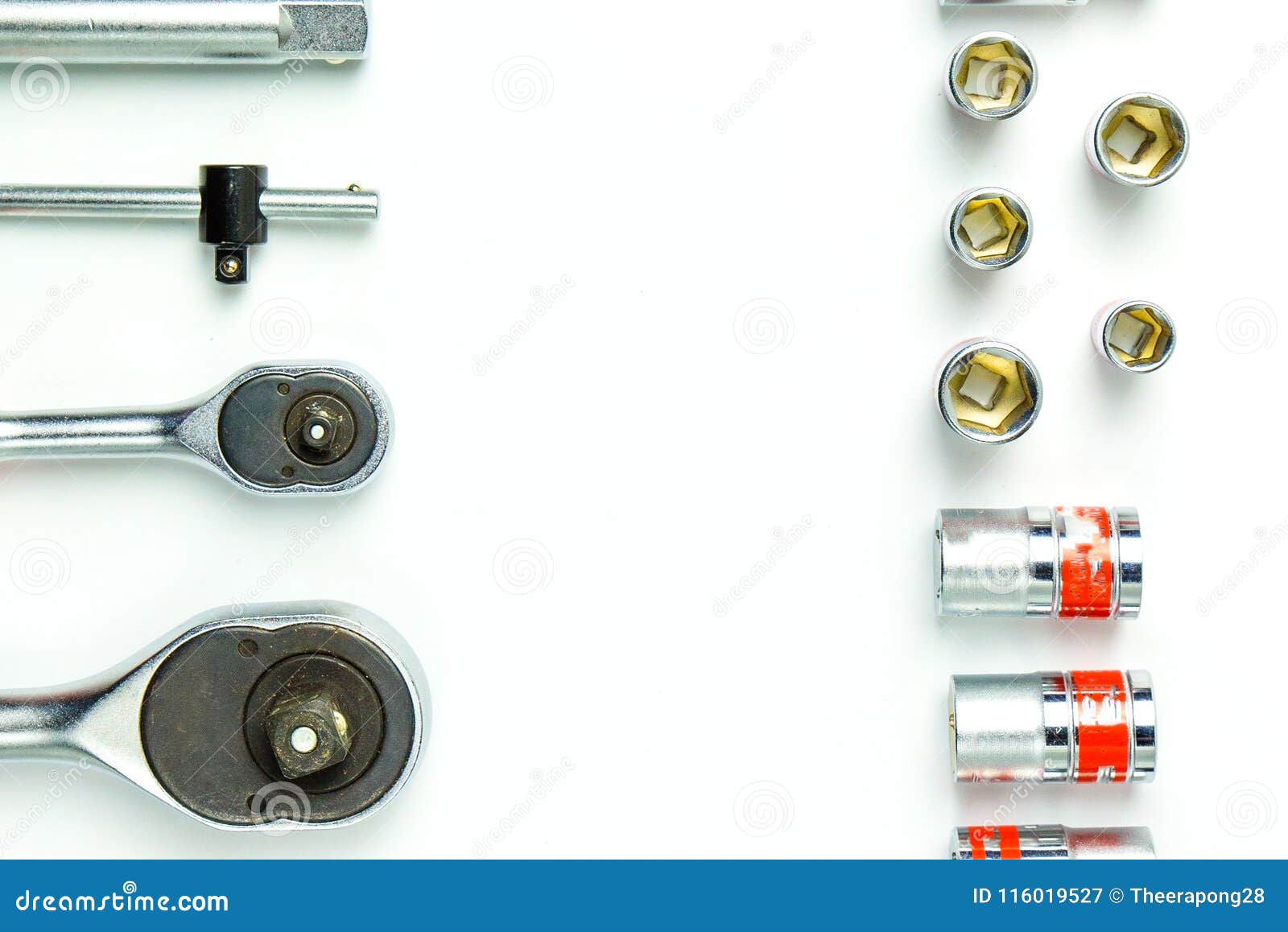 Socket Spanner Wrenches on White Background for Mechanical Tools Stock ...