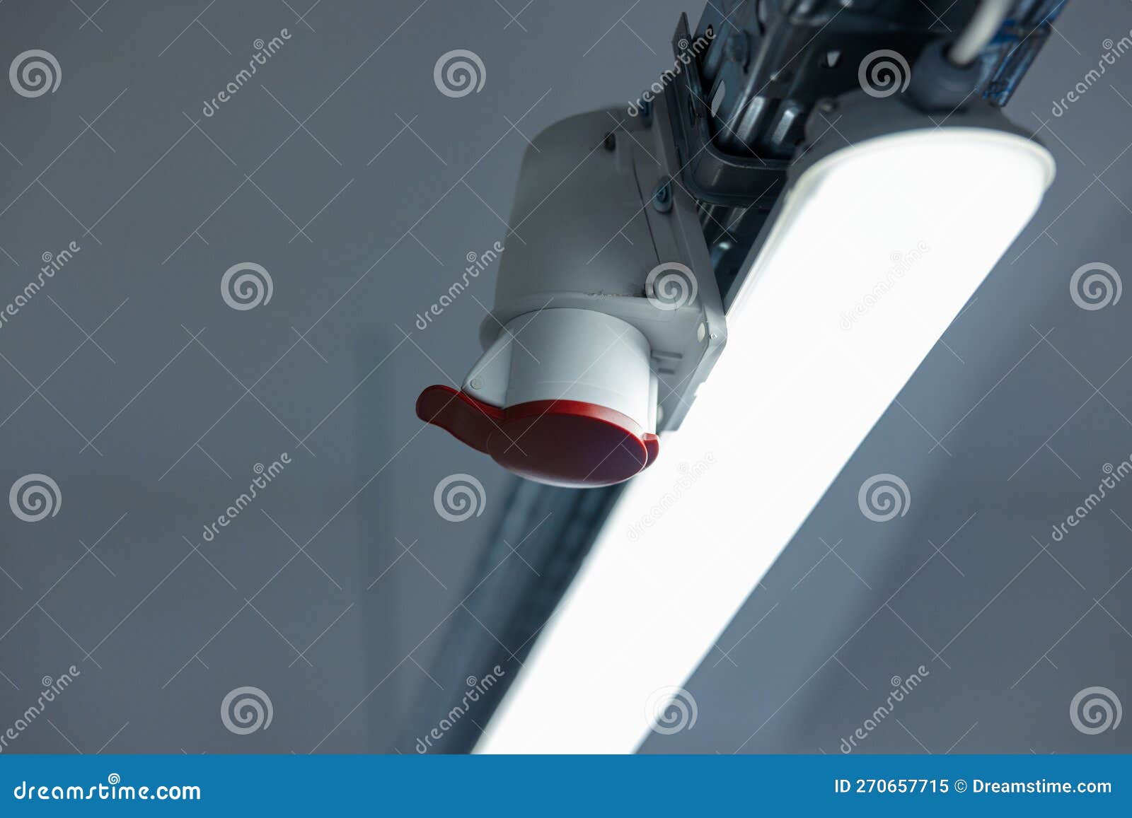 Socket Suspended on the Technical Ceiling with Three-phase Stock Image ...
