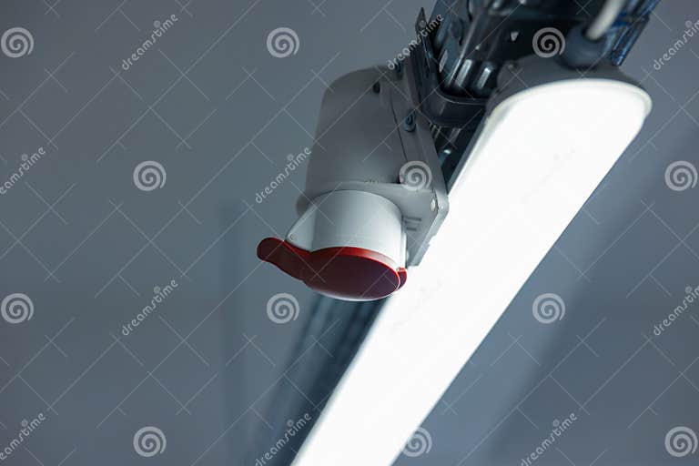 Socket Suspended on the Technical Ceiling with Three-phase Stock Image ...