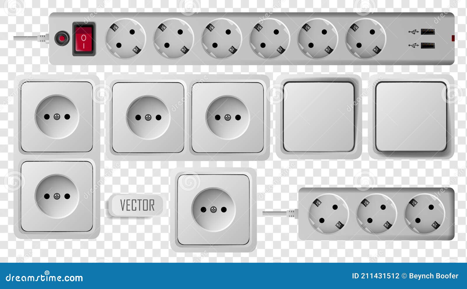 Socket, Switch and Extension Vector Outlet for Electric Plugs and ...