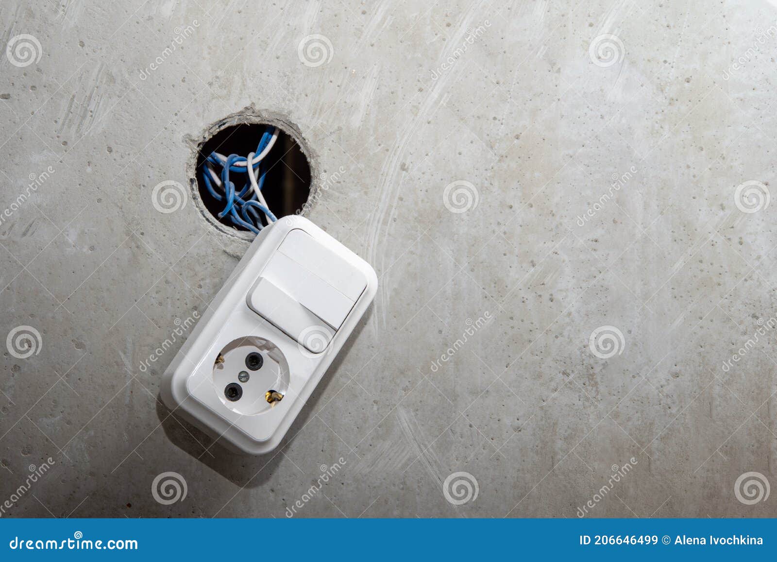 Socket and Switch, Hidden Wiring. High Voltage Installation Stock Image ...