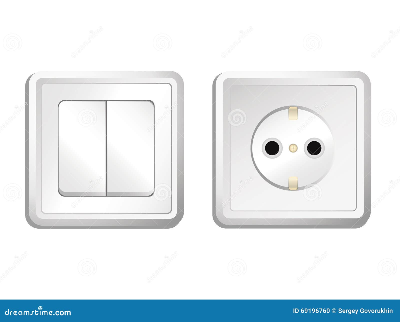 Socket and switch - a set stock vector. Illustration of realistic ...
