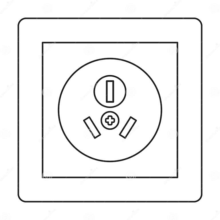 Socket of Switch Vector Icon.Outline Vector Icon Isolated on White ...