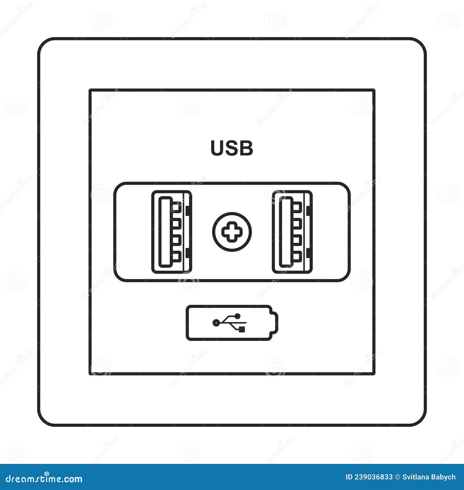 Socket of Switch Vector Icon.Outline Vector Icon Isolated on White ...