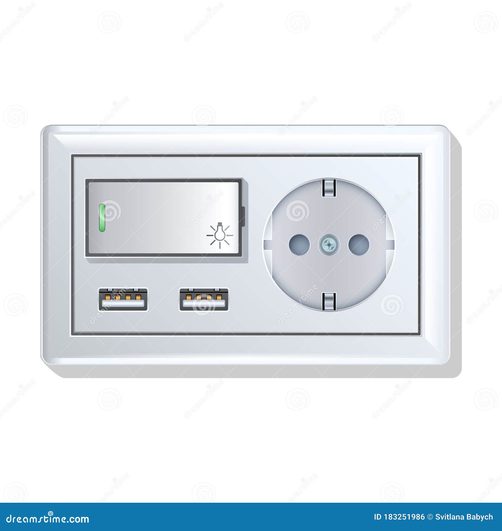 Set Of Socket And Switch Electrical Or Realistic Electrical Plug And ...