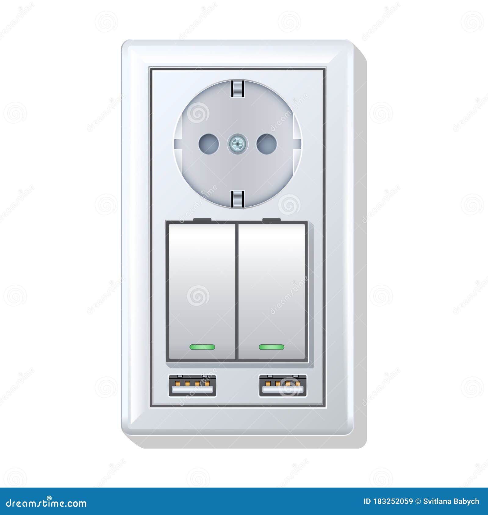 Set Of Socket And Switch Electrical Or Realistic Electrical Plug And ...