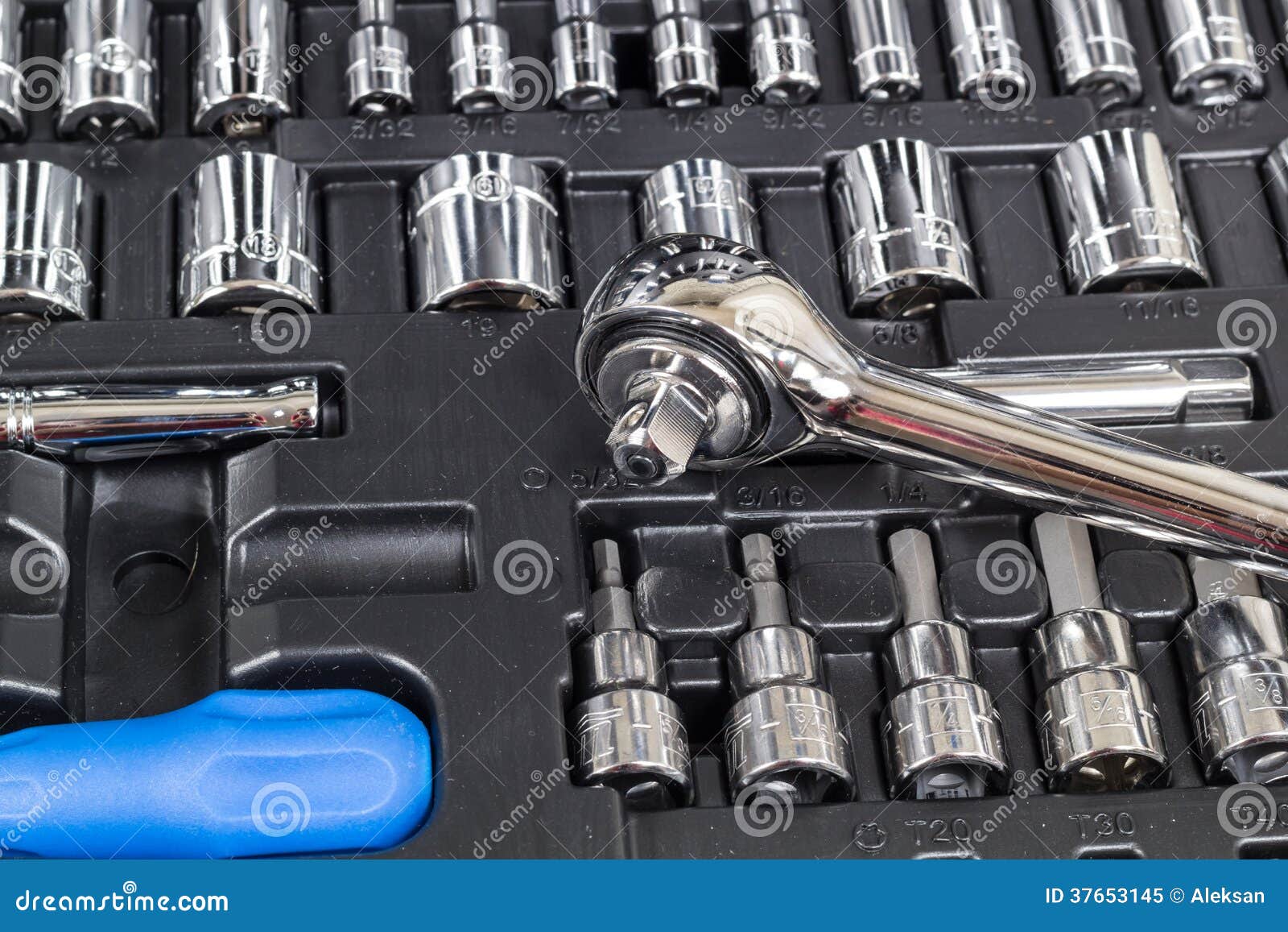 Socket and tool set stock image. Image of service, steel - 37653145