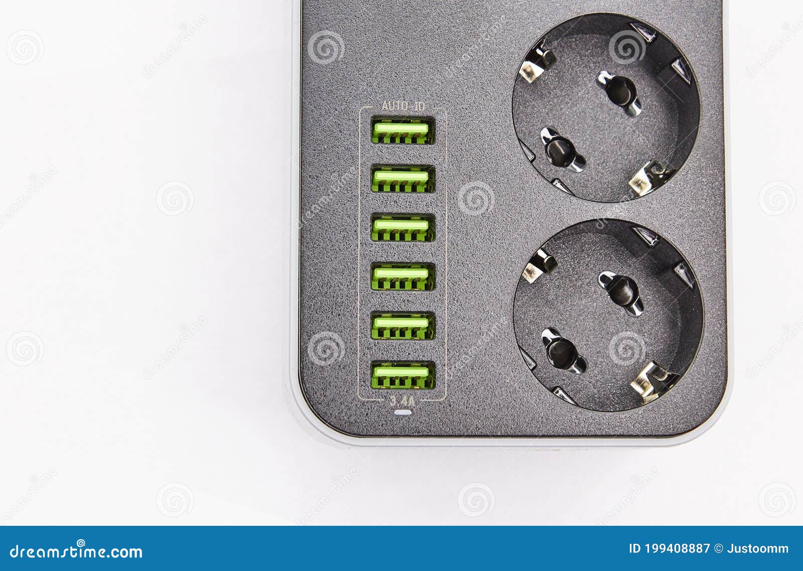 Socket With Usb Port On White Background For Charging Phones And Electronic Devices Stock Image
