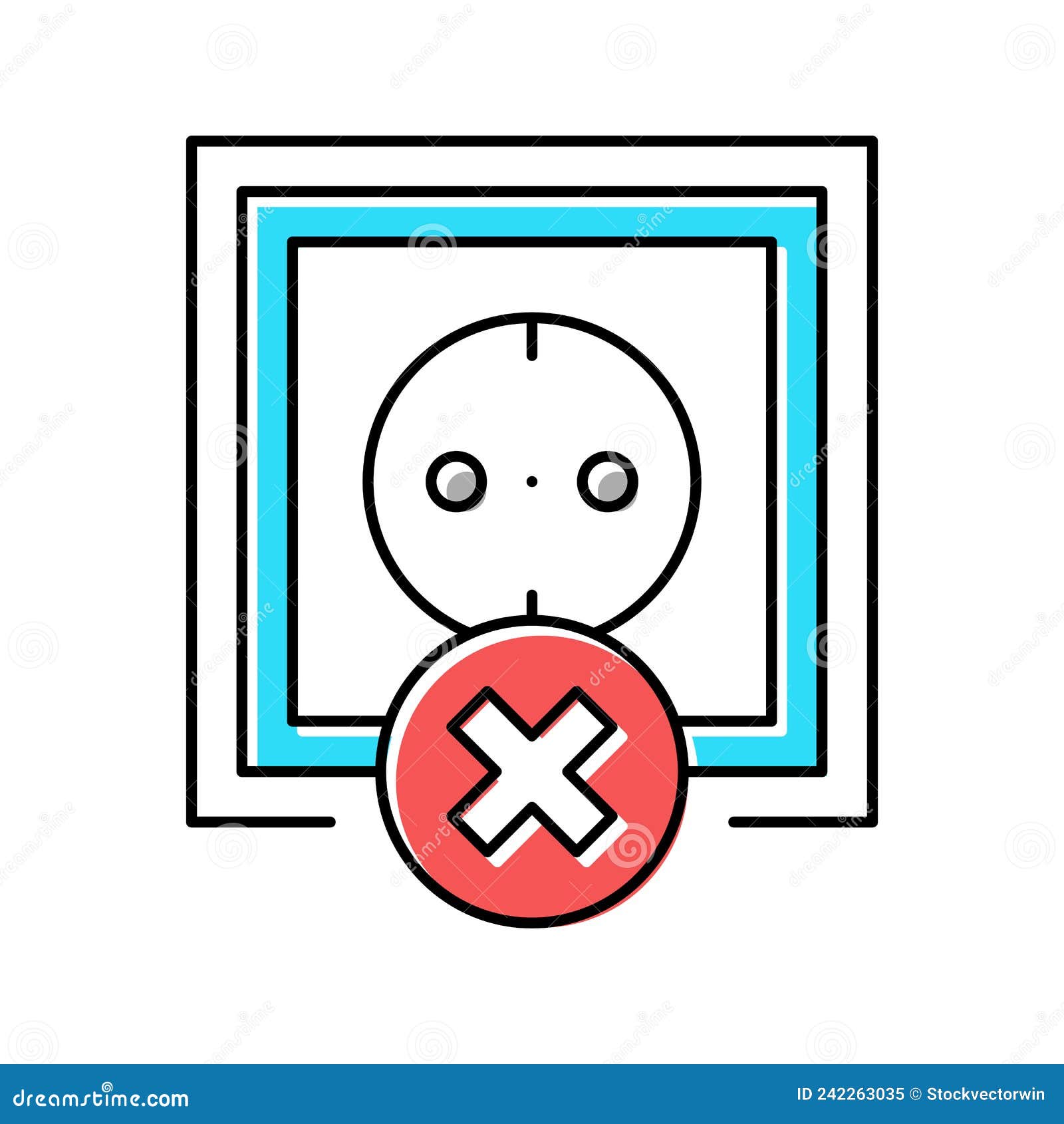 Socket Use Prohibition Kids Color Icon Vector Illustration Stock Vector ...