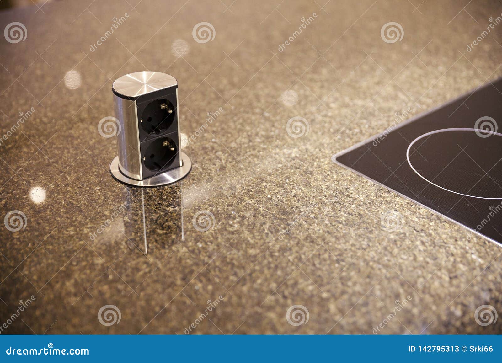 Socket on the Worktop Kitchen Islands Stock Image - Image of ...