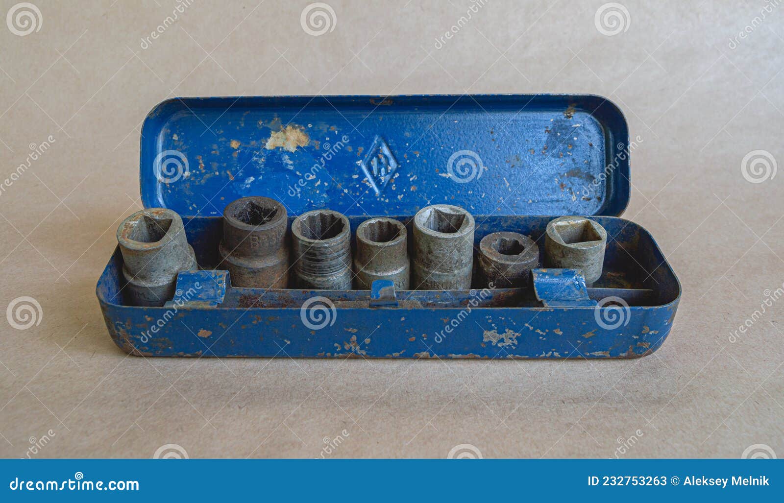 Rusty Socket Wrench Socket Isolated on Vintage Background Stock Image ...