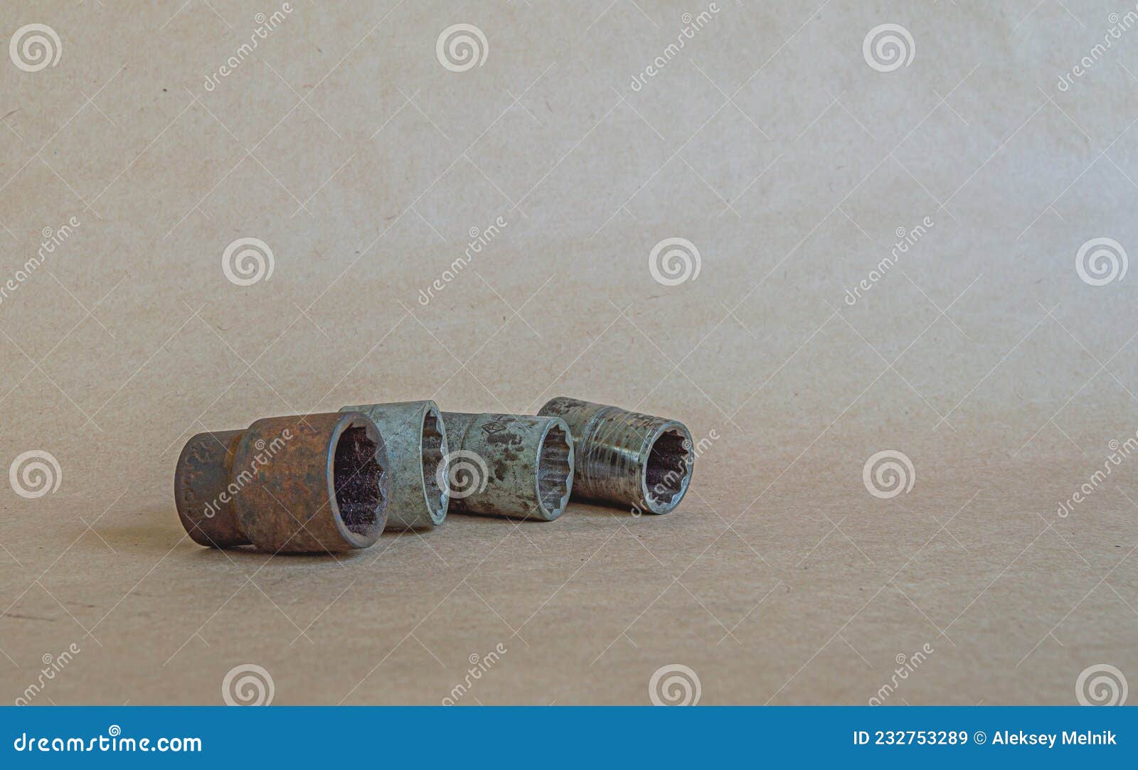 Rusty Socket Wrench Socket Isolated on Vintage Background Stock Image ...
