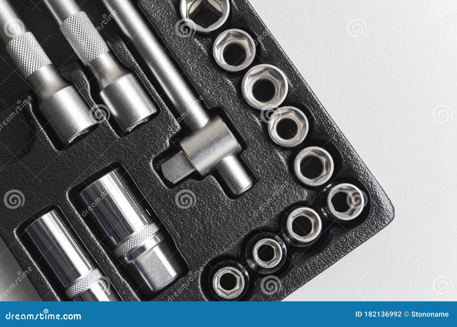 Socket Wrench Toolbox Background. Industrial Socket Set Inside Toolbox ...