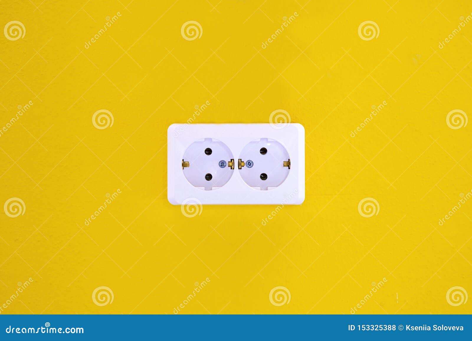 Empty, Unplugged European Wall Outlet Close Up on Yellow Background ...