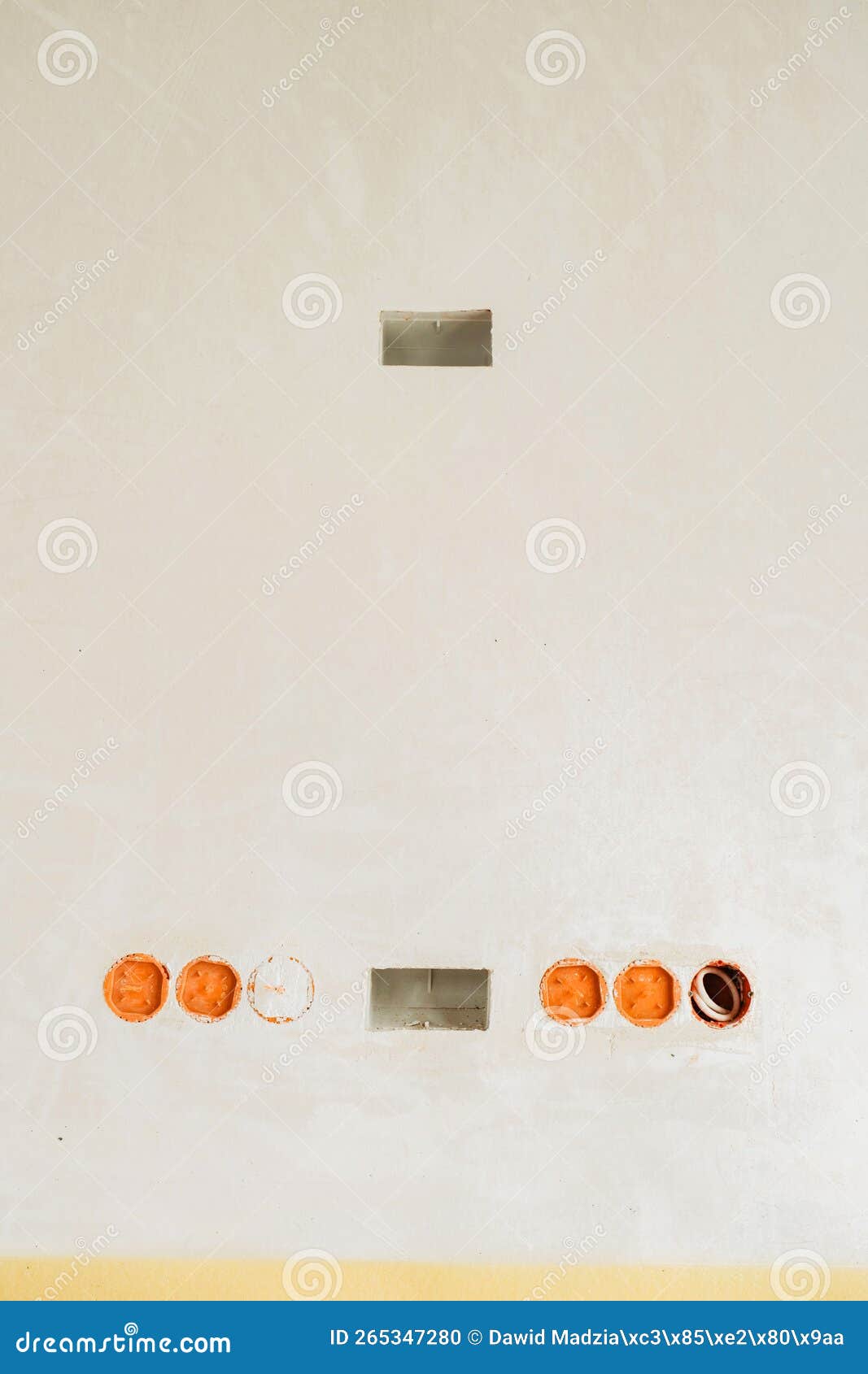 Sockets and Back Boxes into a Wall, New Construction Stock Photo ...