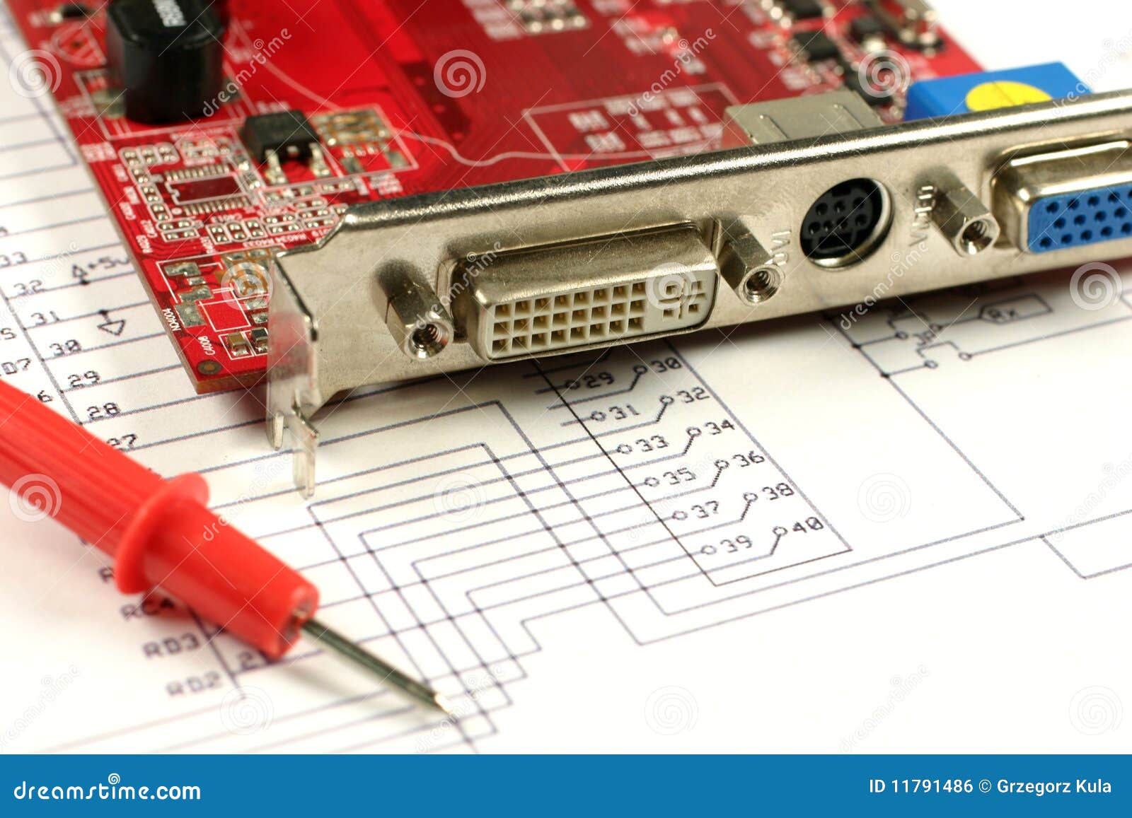 Sockets on Circuit Printed Board Stock Photo - Image of pathways ...