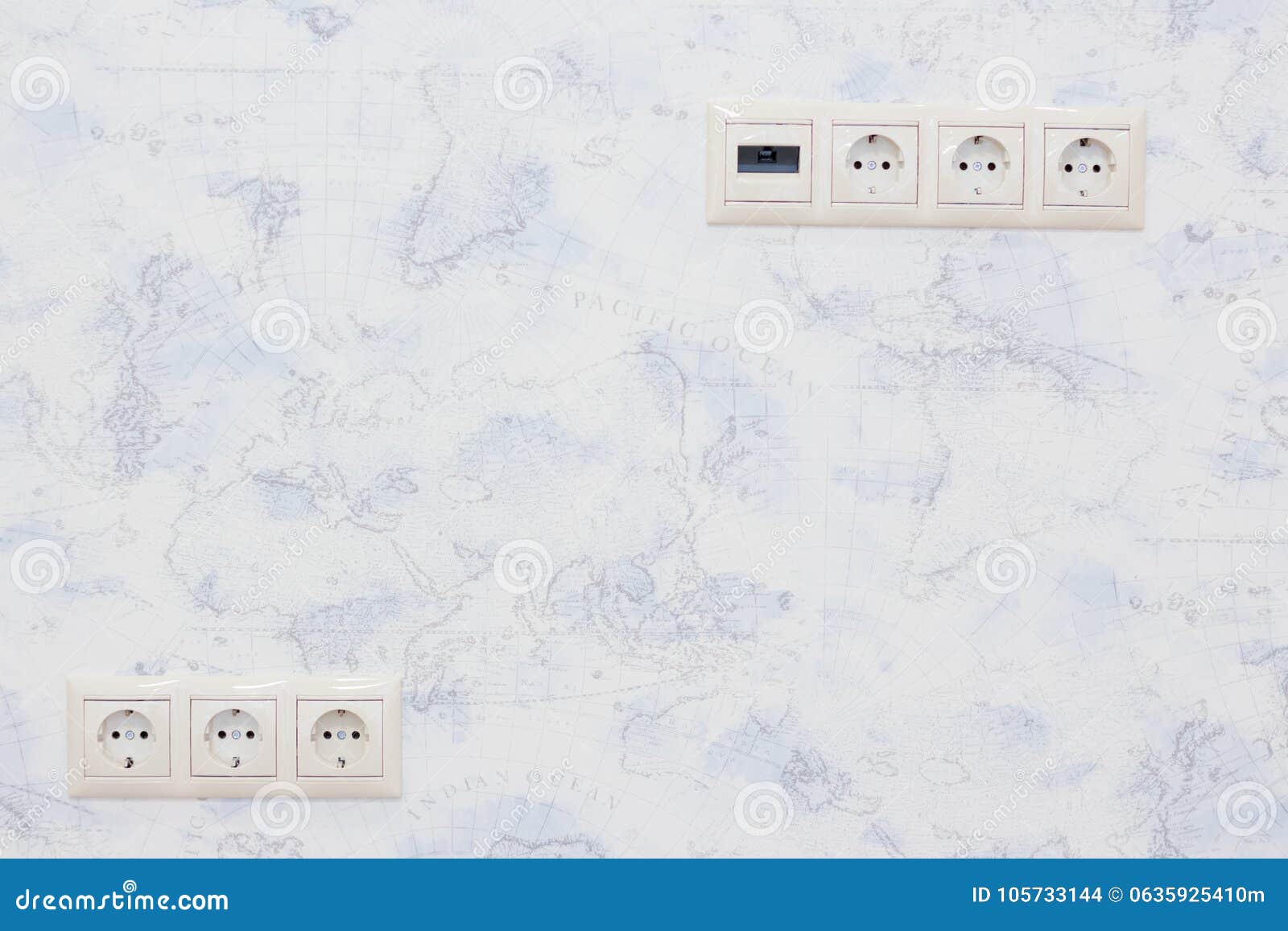Sockets on the Decorated Wall Stock Photo - Image of apartment ...