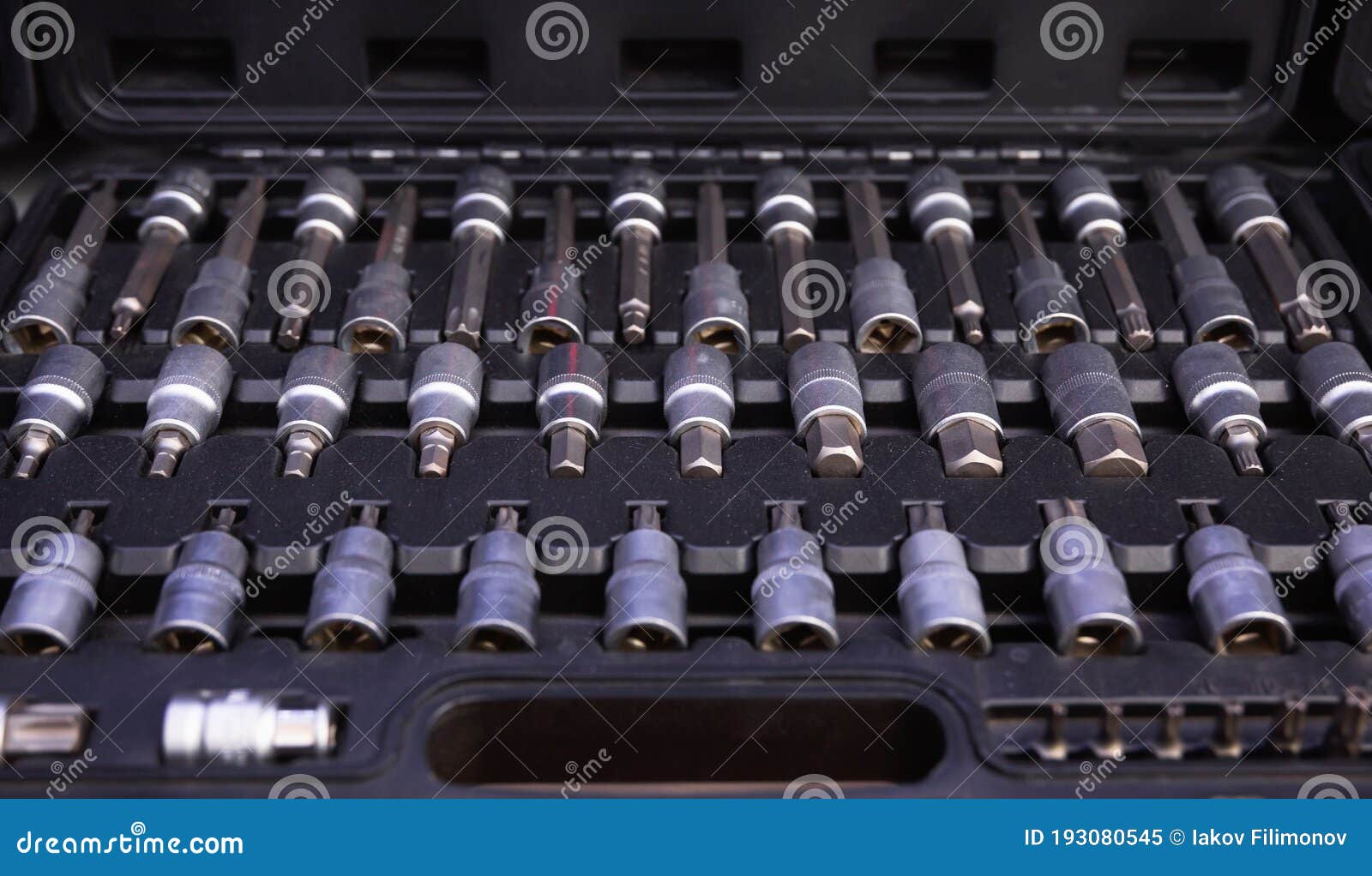 Sockets Heads and Other Tools in Toolkit Stock Image - Image of heads ...