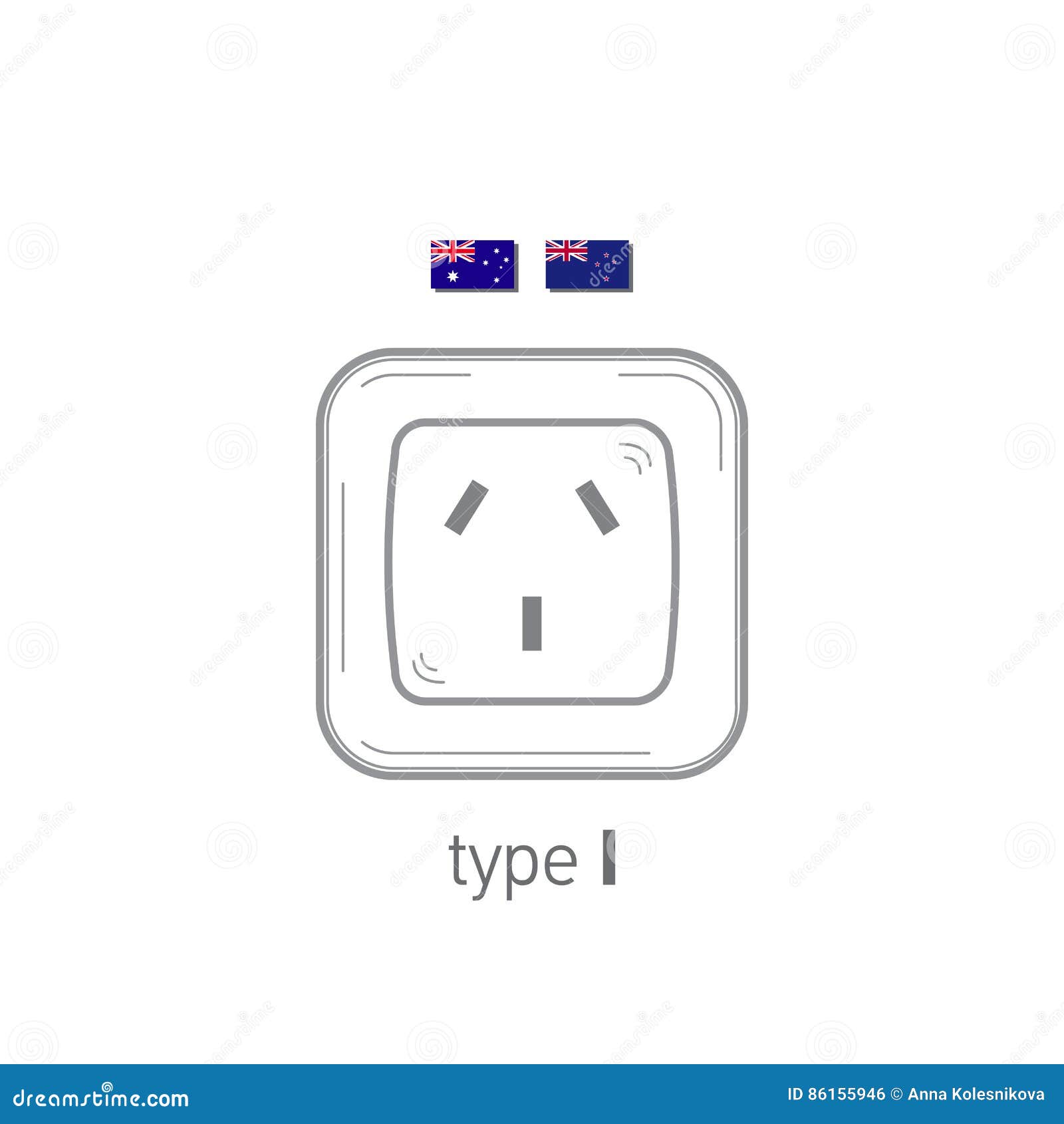 Sockets Icon. Type I. AC Power Sockets Realistic Illustration Stock ...