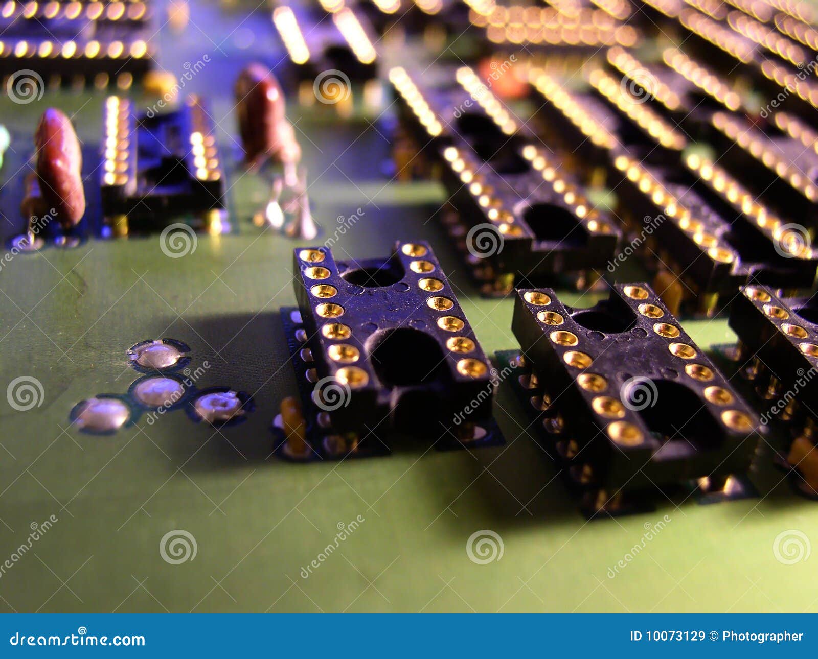 Sockets on a Large Electronics Board Stock Image - Image of bokeh ...