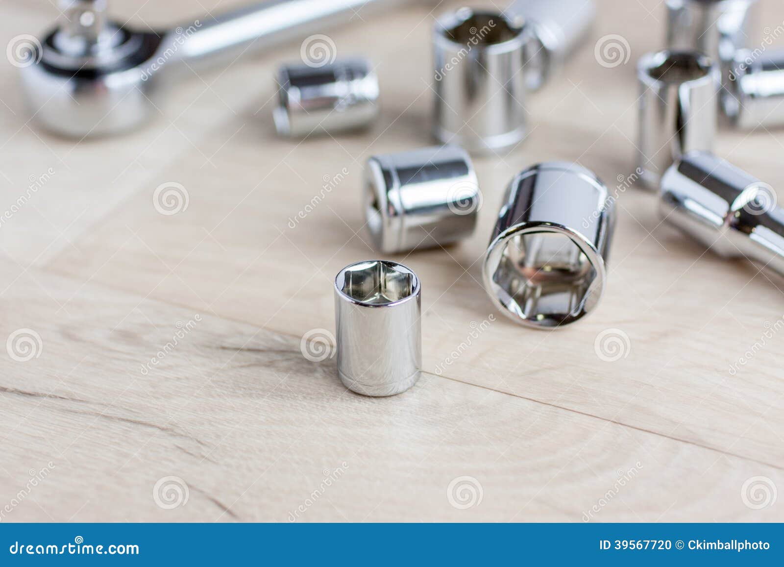 Sockets Laying on a Tool Bench Stock Photo - Image of socket, spanner ...