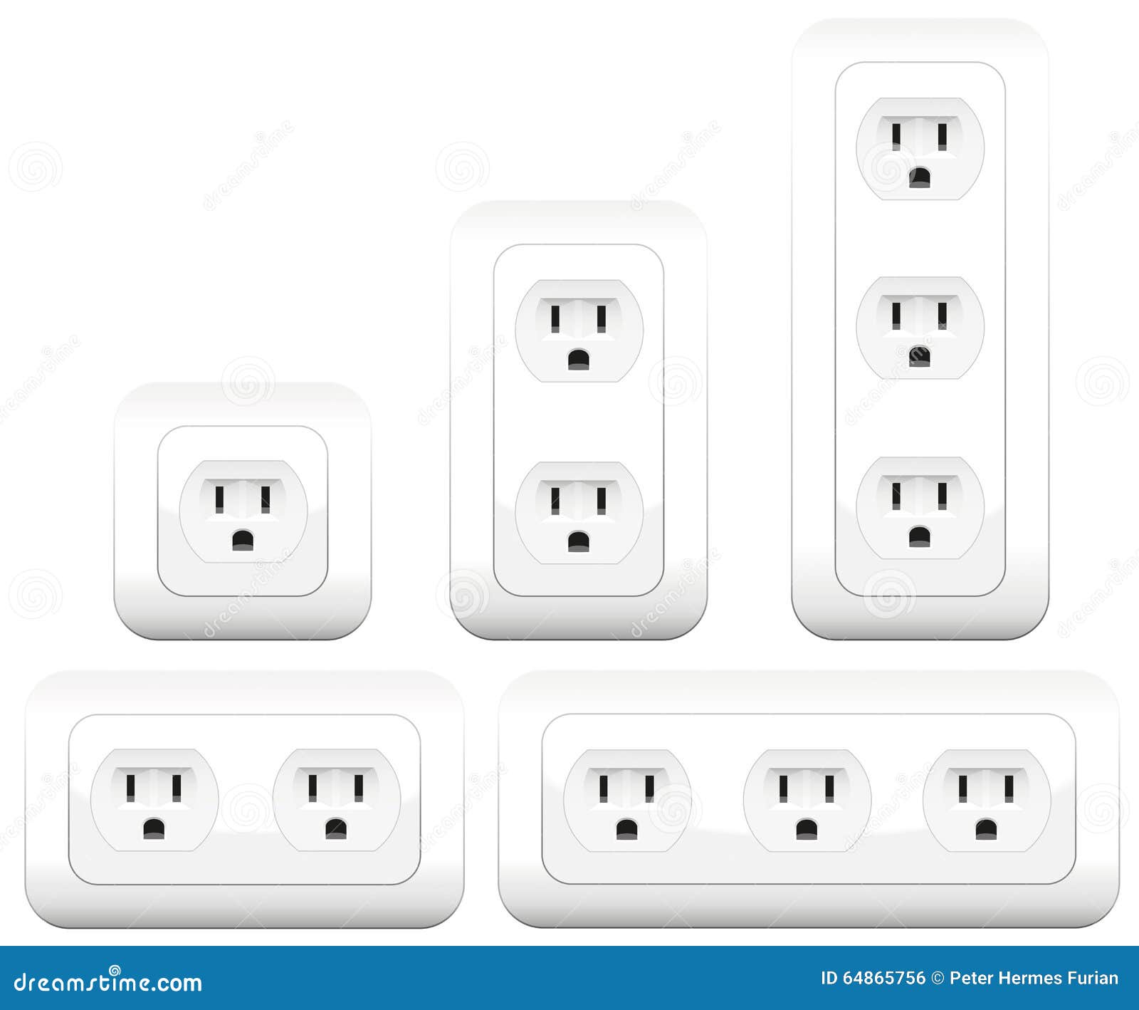 Sockets Outlets Variations Double Triple Stock Vector - Illustration of ...