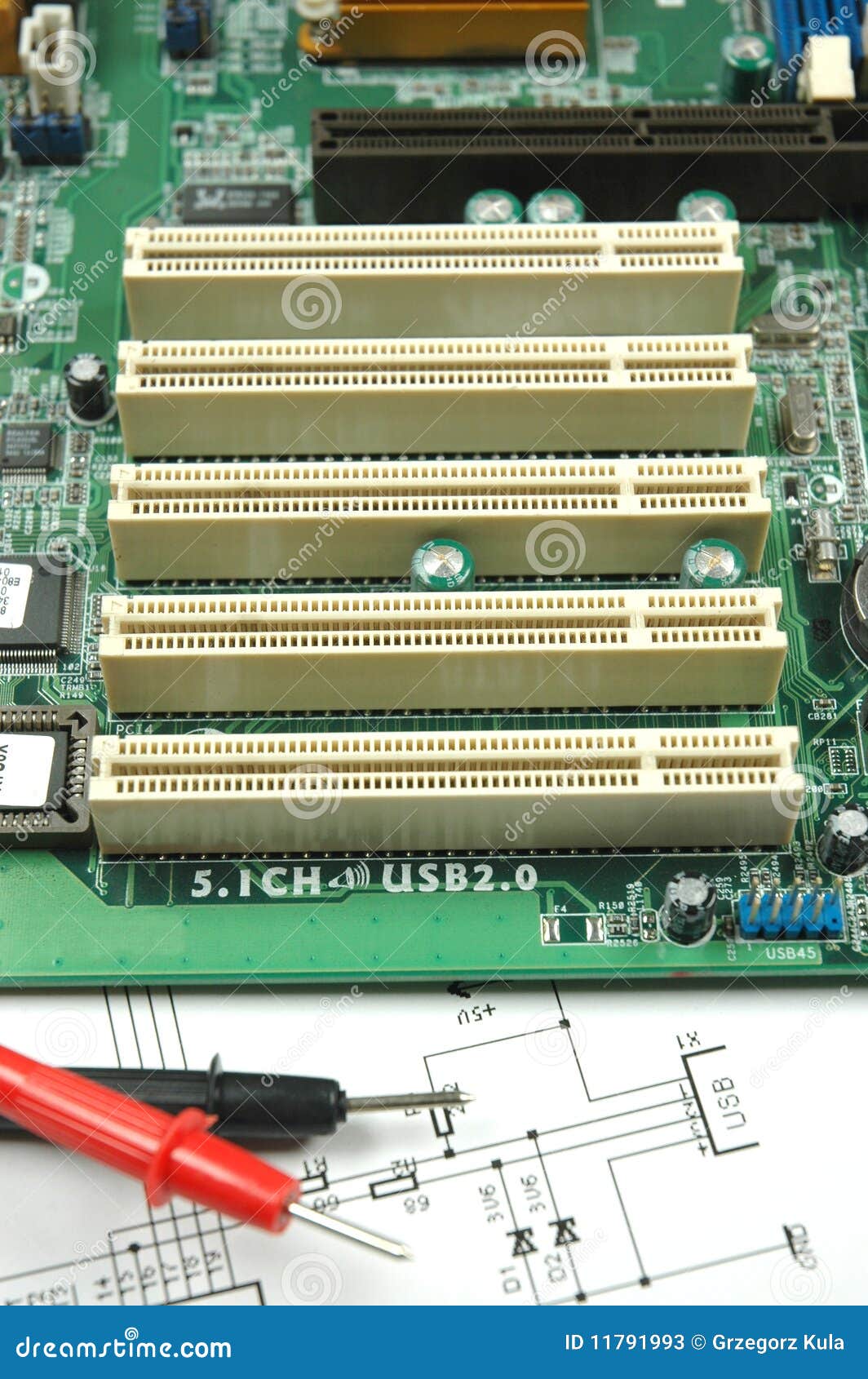 Sockets on Printed Circuit Board Stock Image - Image of silicon ...