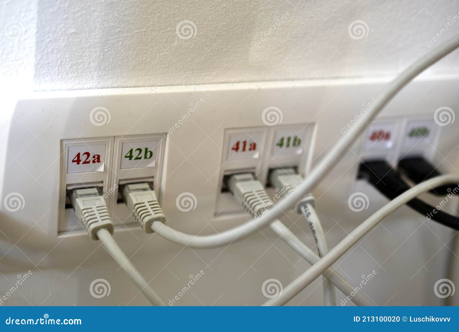 Sockets for Rj 45 Internet for Office with PC Stock Photo - Image of ...
