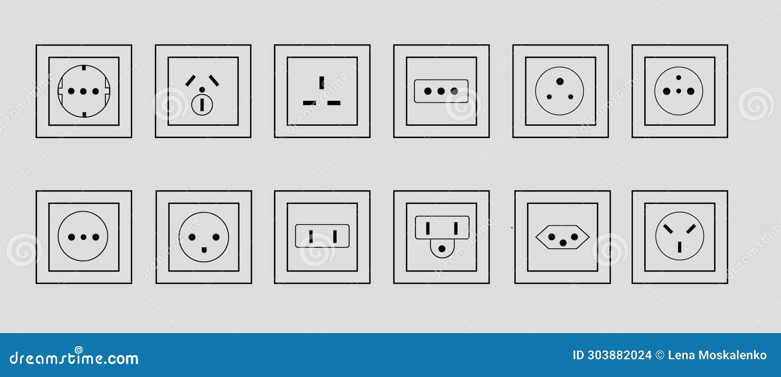 Sockets set. All types stock illustration. Illustration of power ...