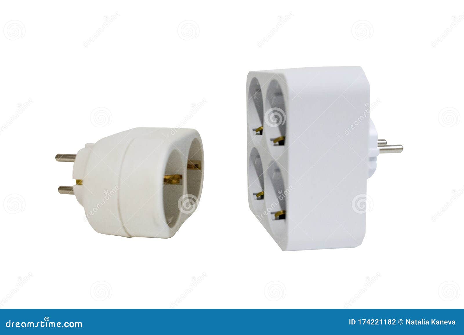 Sockets-splitters for Two and Four White Plugs Stock Photo - Image of ...