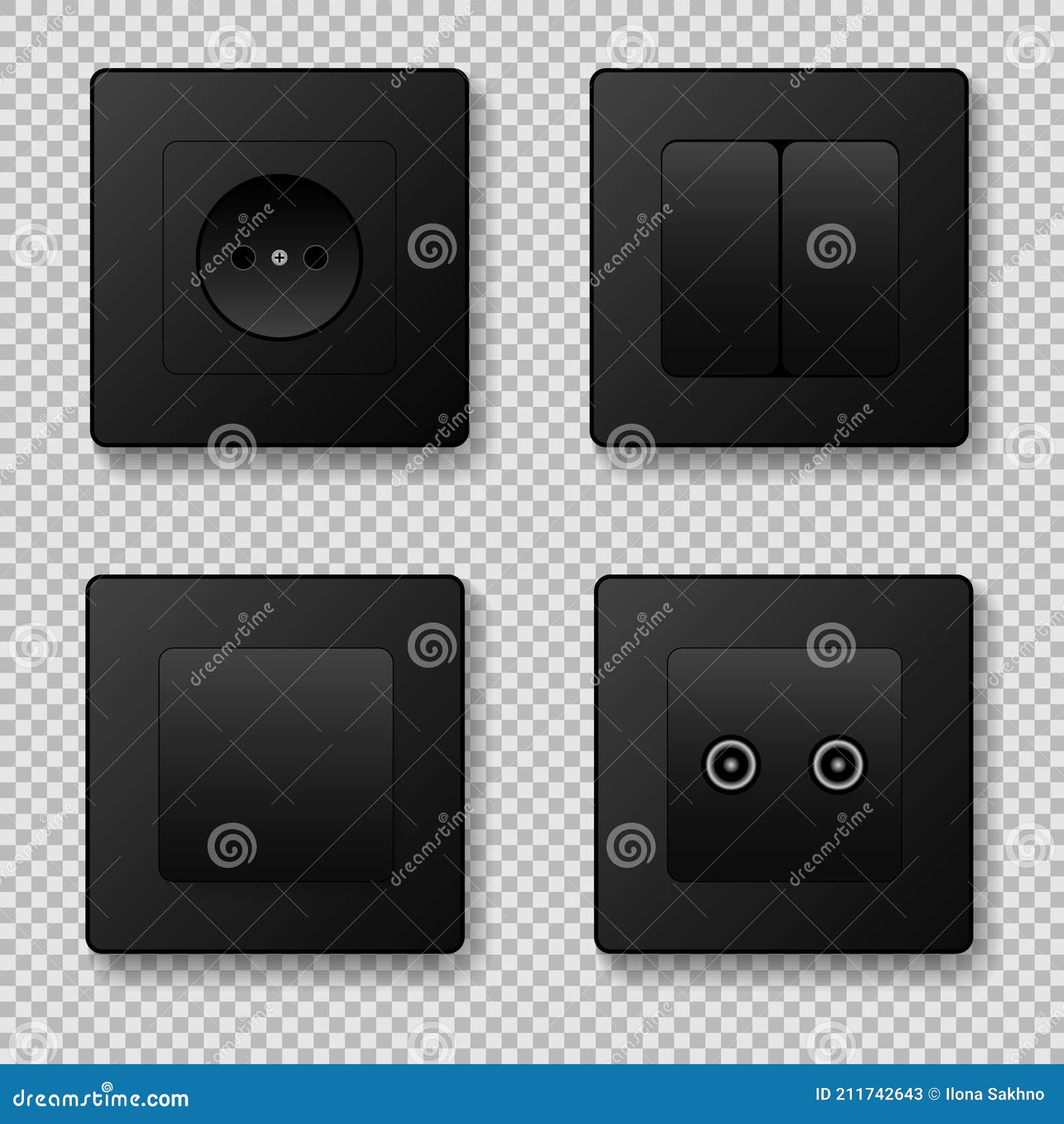Sockets and Switches on a Transparent Background. Vector Illustration ...