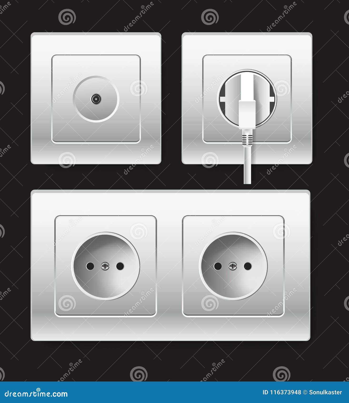Sockets Types Or Electric Plug Outlets Vector Icon | CartoonDealer.com ...
