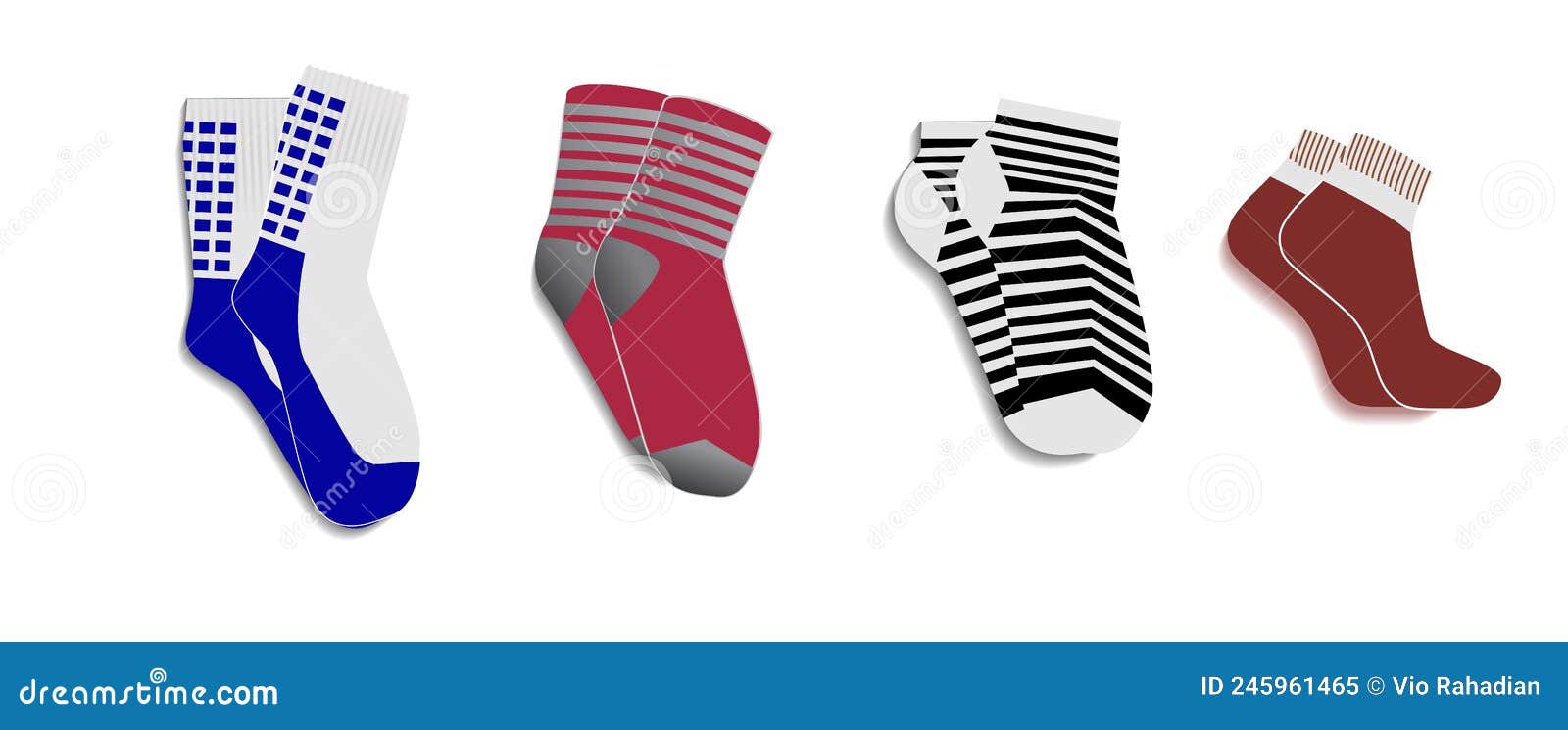 Realistic Socks Type Cloth. Various Kinds of Long and Short Socks Stock ...