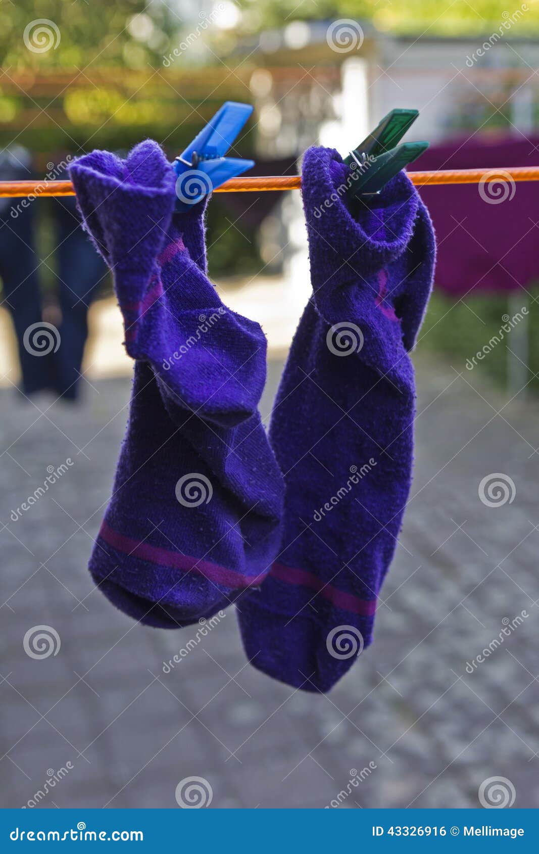 Socks on the clothesline stock photo. Image of wool, natural - 43326916