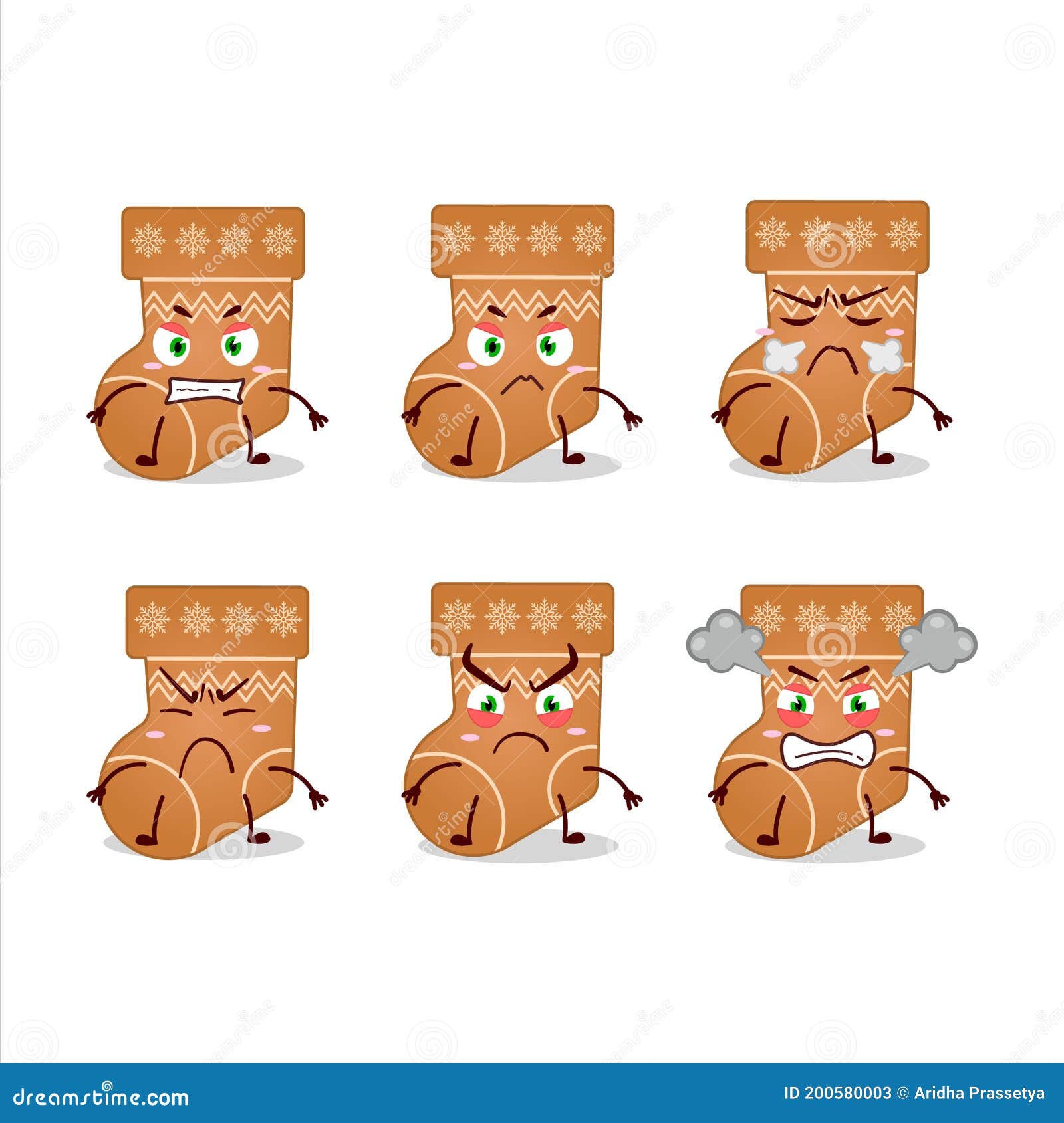 Socks Cookie Cartoon Character with Various Angry Expressions Stock ...