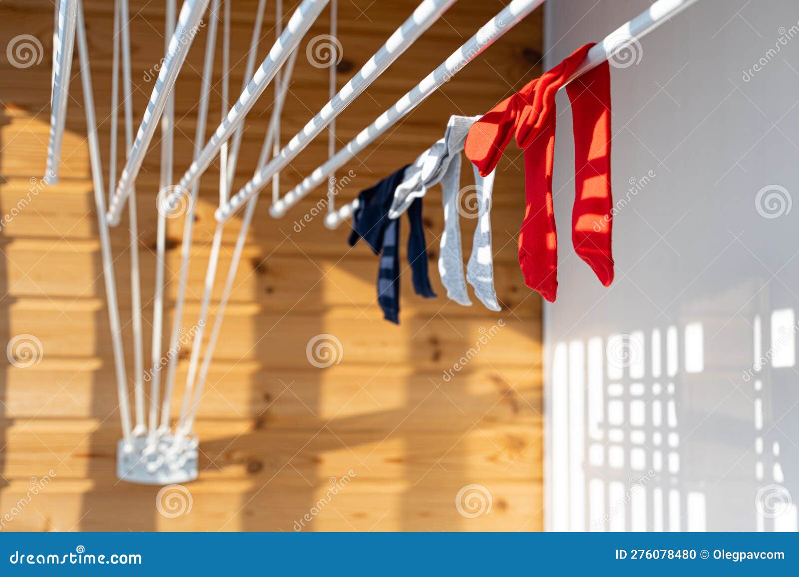 Socks Drying on a Rope Shot with Shallow Depth of Field. Stock Photo ...
