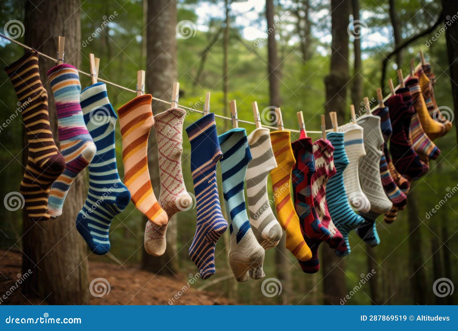 Socks Forming a Pattern on a Clothesline Stock Illustration ...