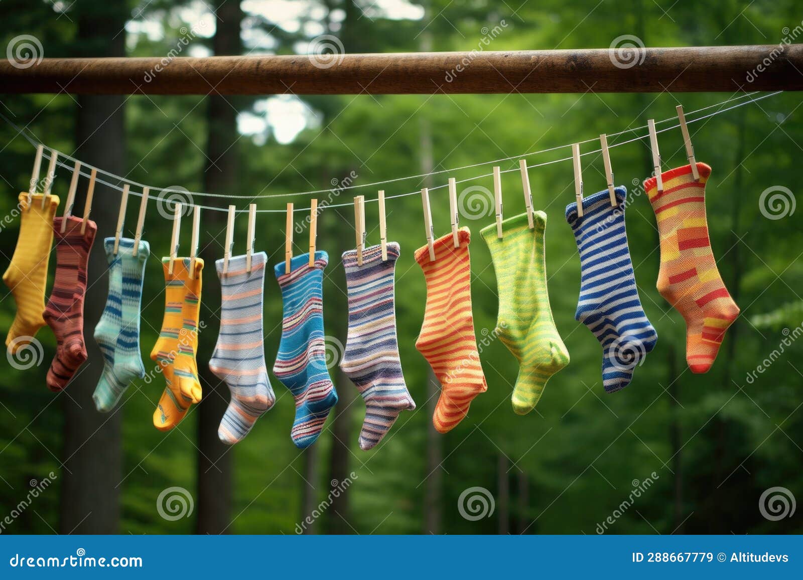 Socks Forming a Pattern on a Clothesline Stock Image - Image of ...