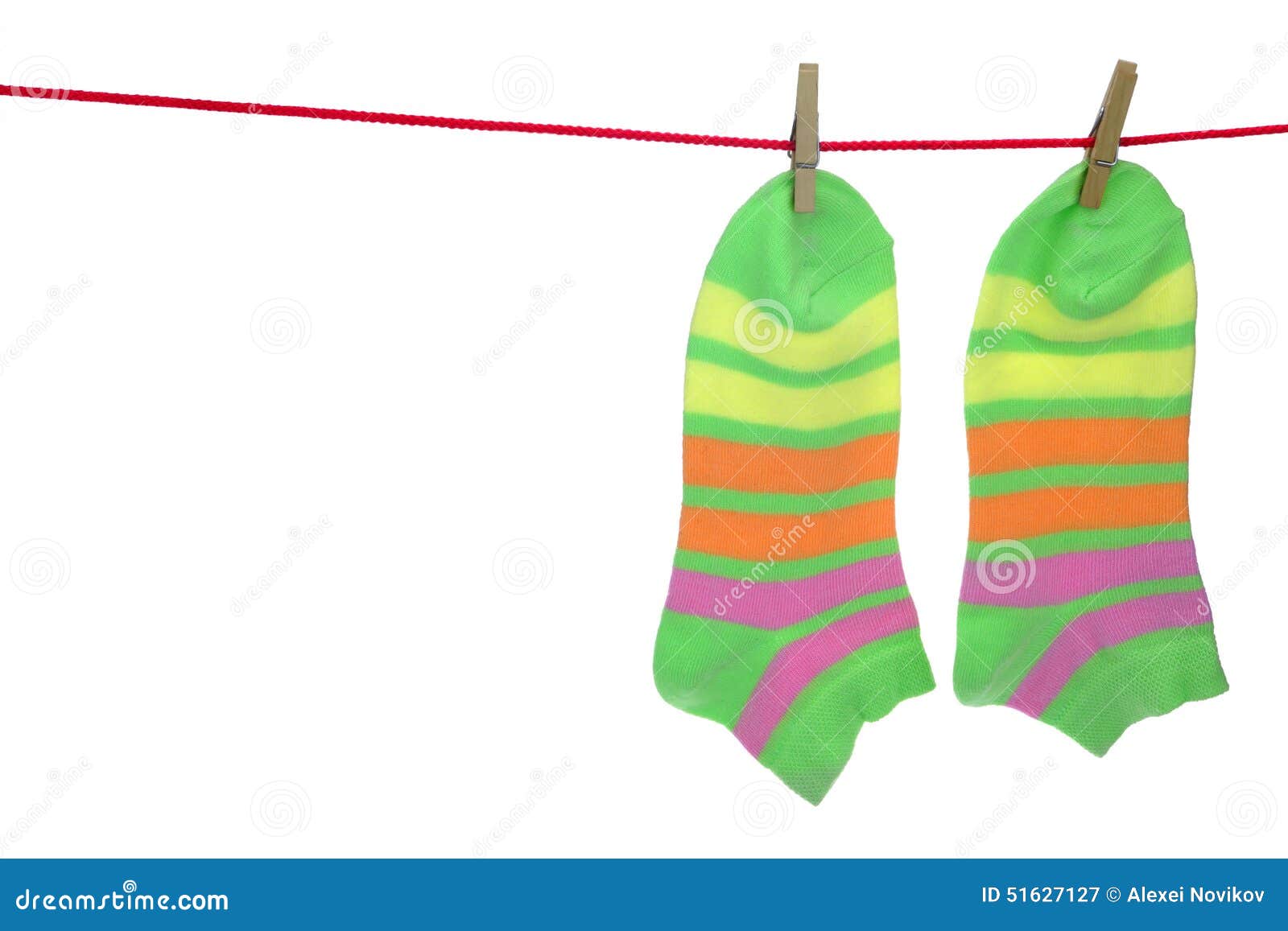 Socks Hanging Isolated on White Background Stock Image - Image of pair ...