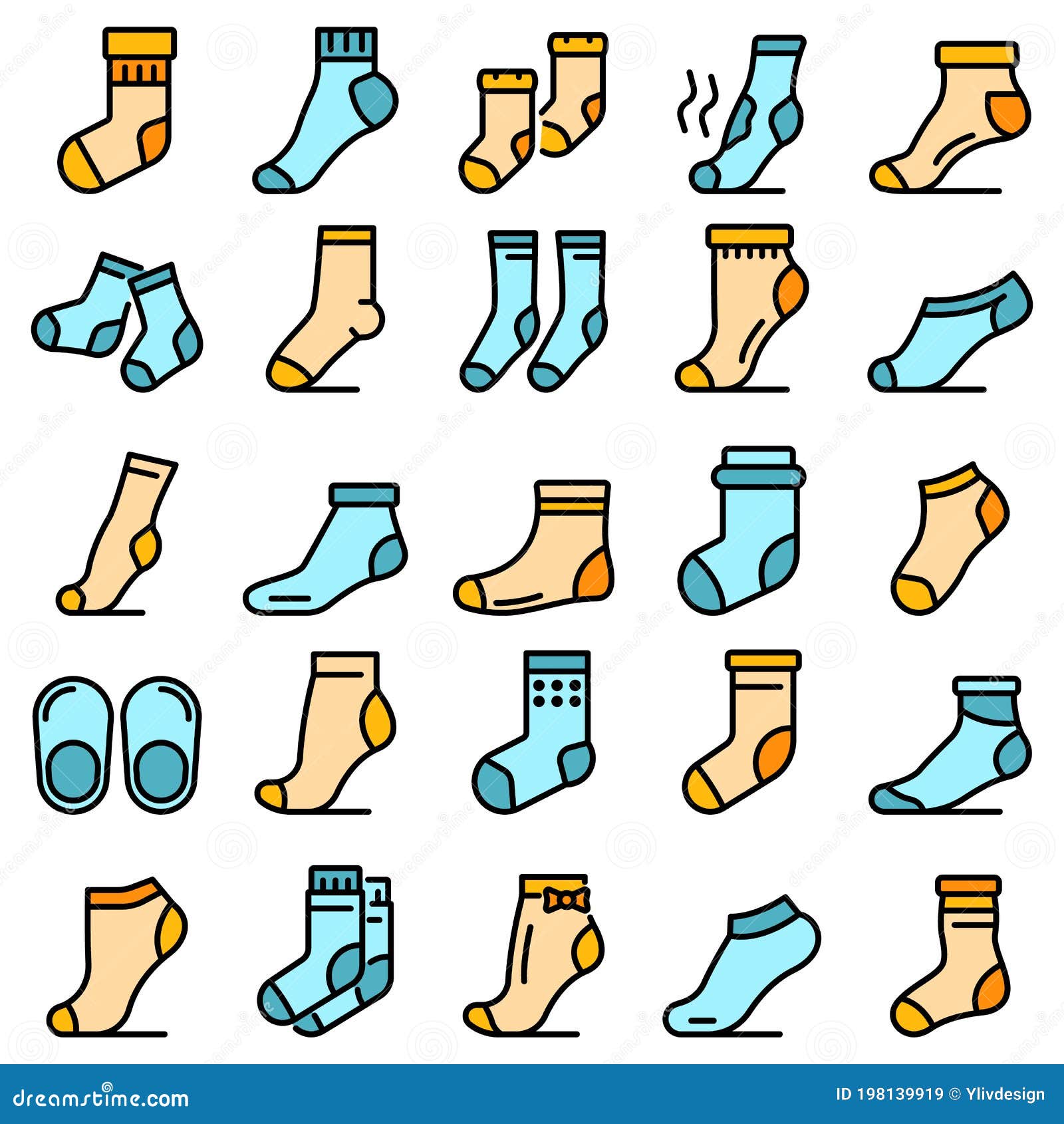Socks Icons Set Vector Flat Stock Vector - Illustration of apparel ...