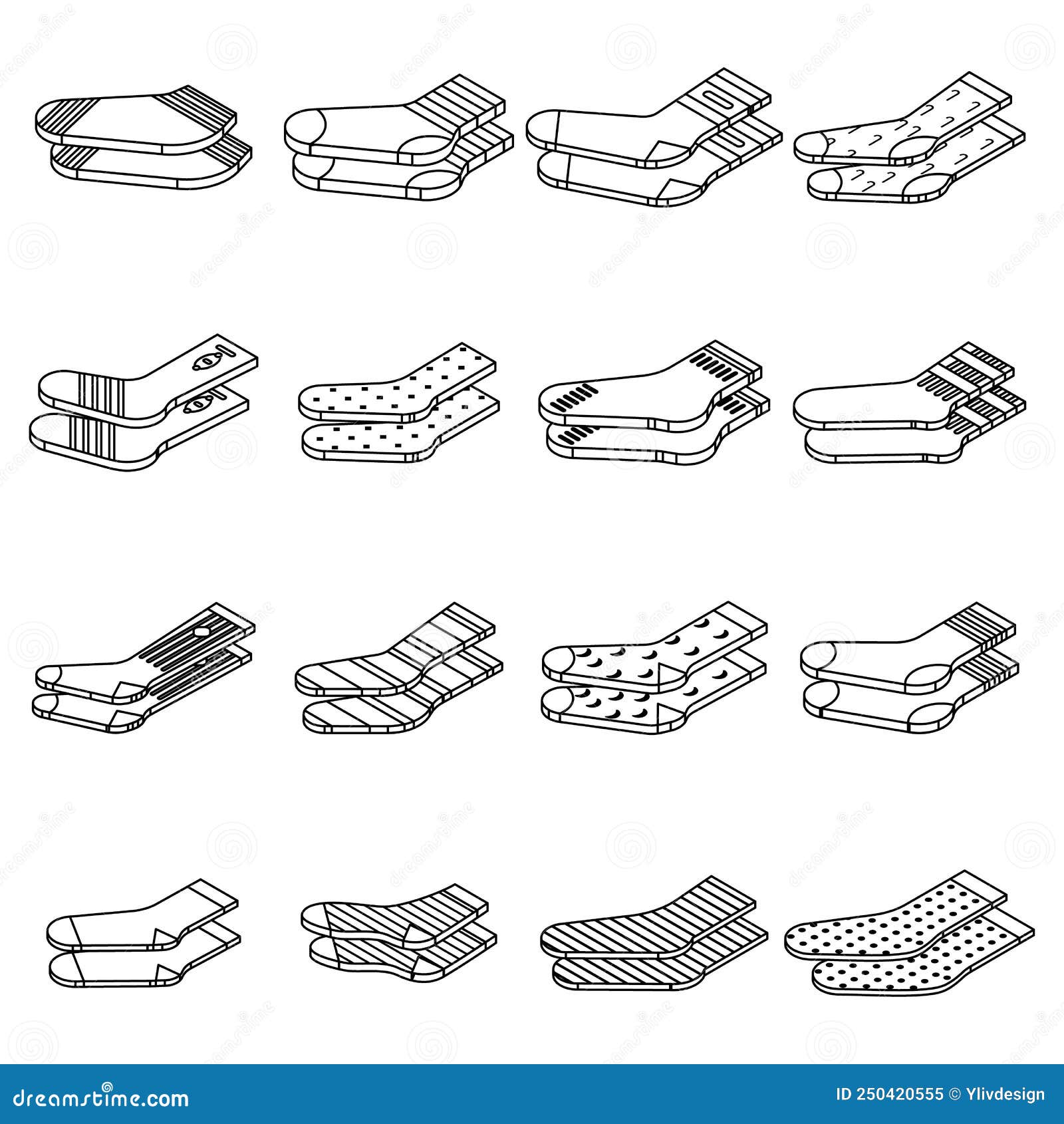 Socks Icons Set Vector Outline Stock Vector - Illustration of stylish ...