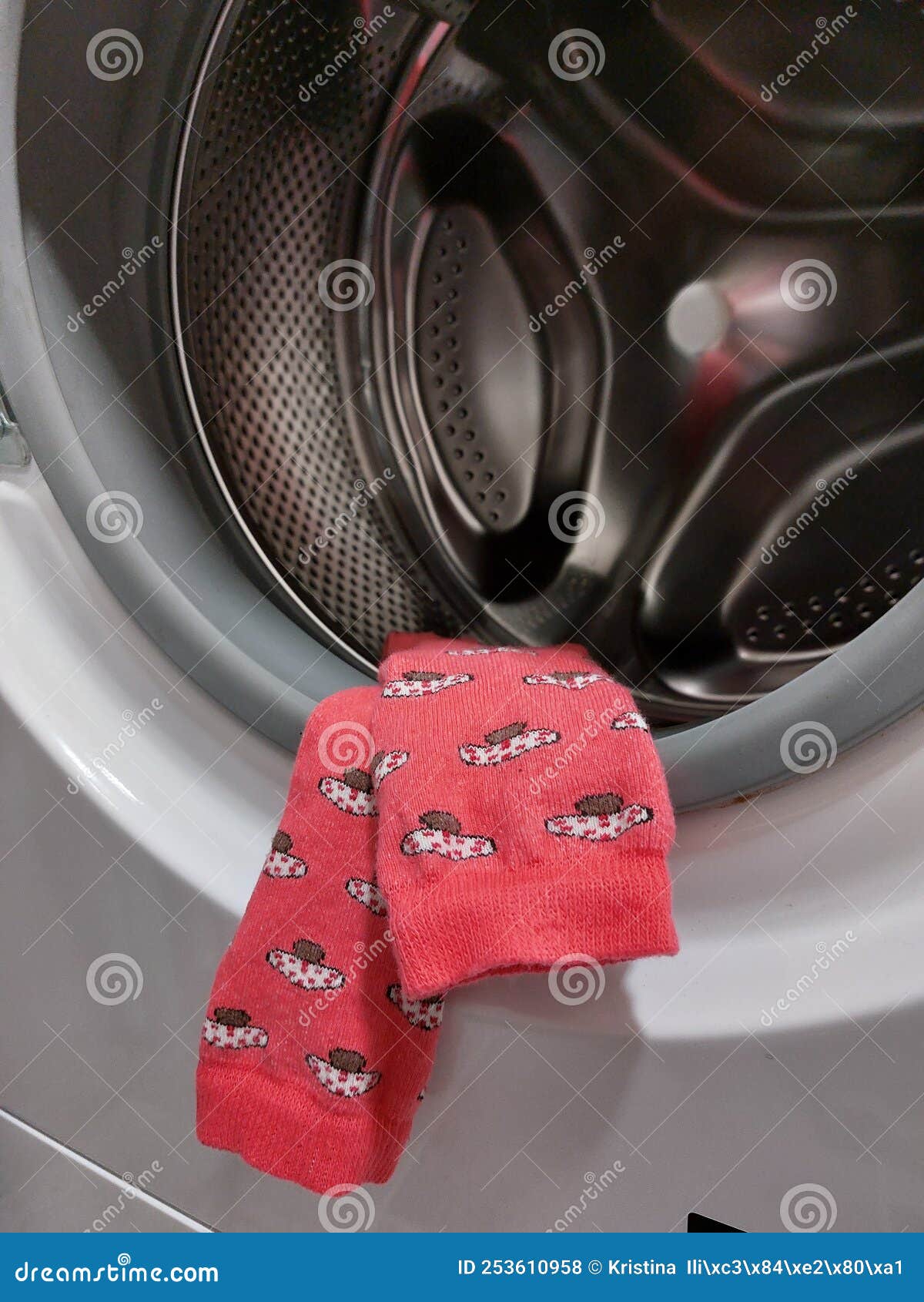 Socks Inside Washing Mashine Stock Photo - Image of vehicle, pink ...