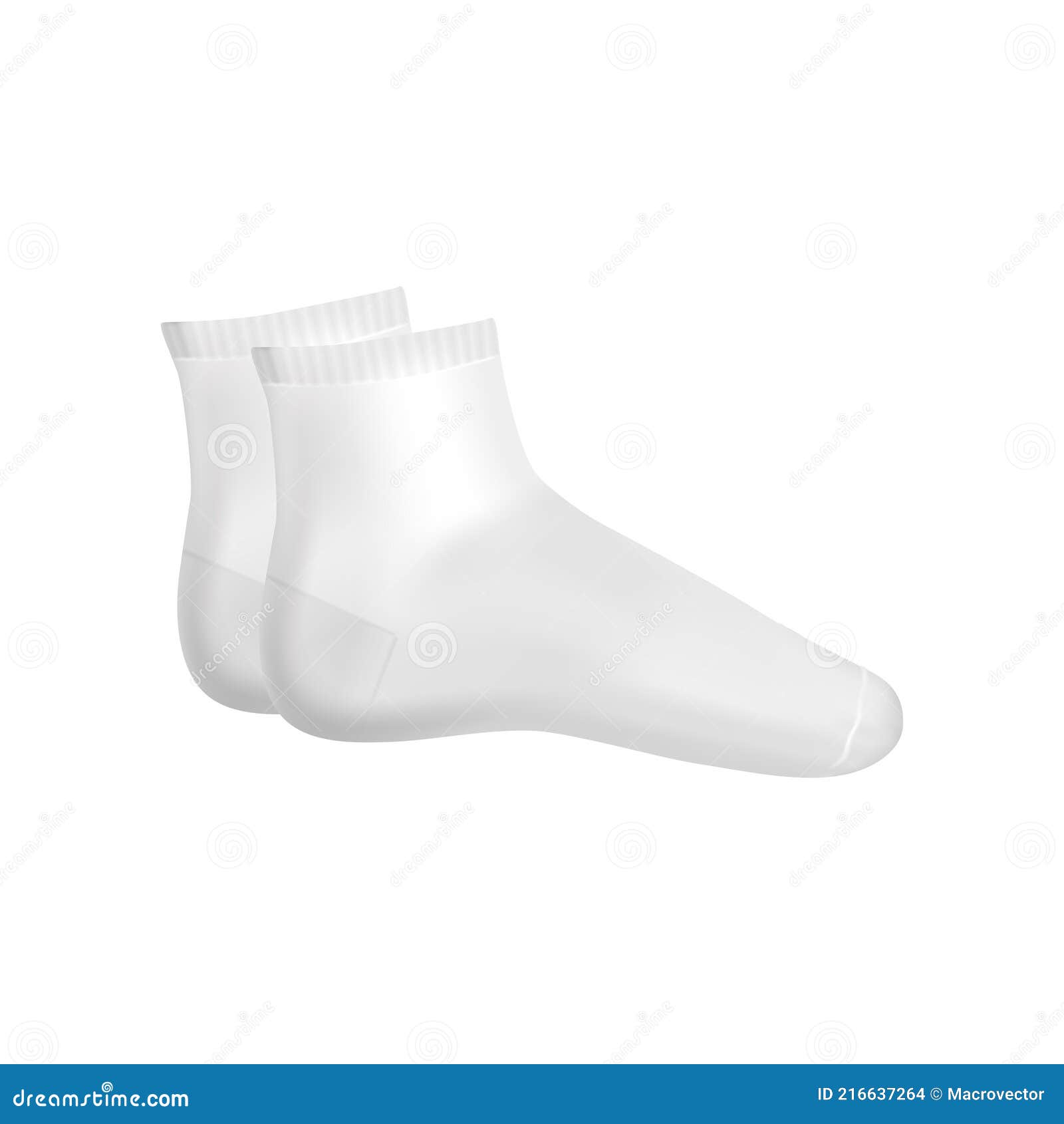 Realistic Socks. Black White Blank Wear Templates, Classic Fabric ...