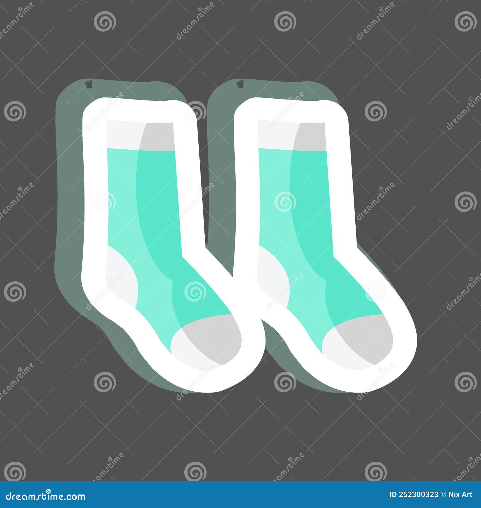 Socks Sticker in Trendy Isolated on Black Background Stock Illustration ...